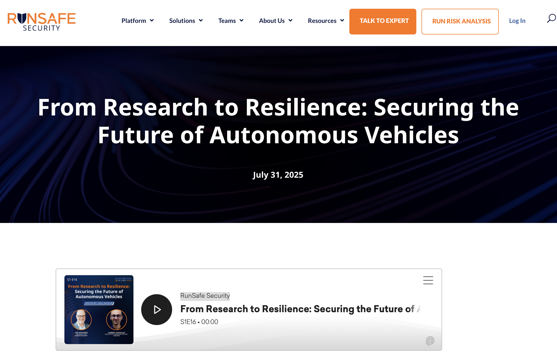 Podcast | RunSafe Security | From Research to Resilience: Securing the Future of Autonomous ...
