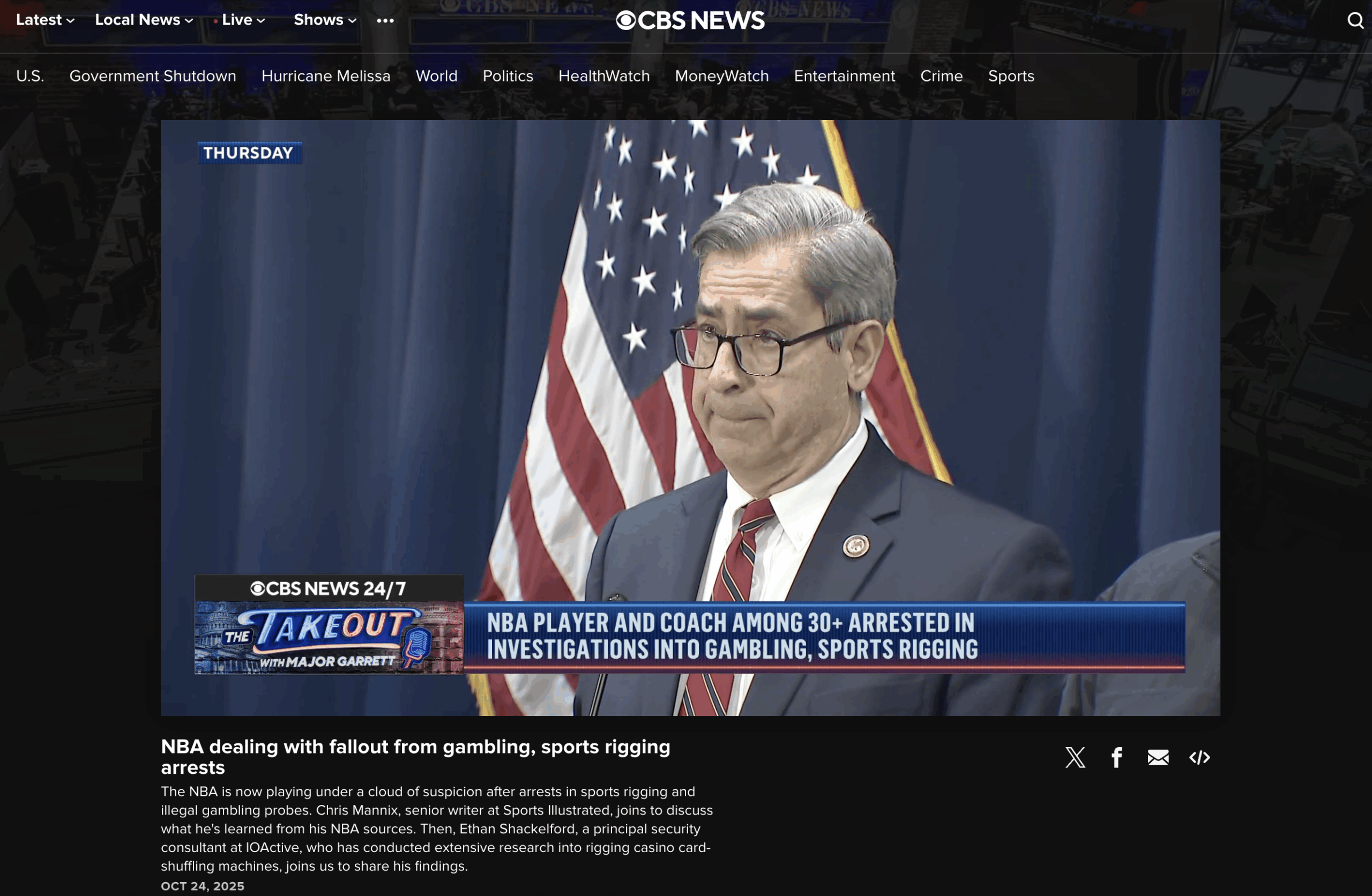 Video | CBS News - The Takeout with Major Garrett | NBA dealing with ...